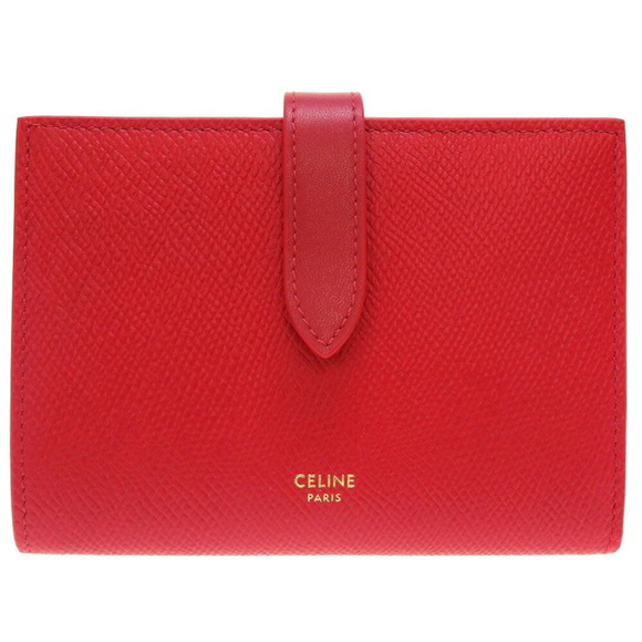 Celine | Bags | Celine Medium Strap Leather Red Bifold Wallet | Poshmark